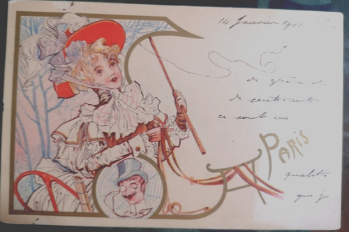 F.Toussaint À Paris Beautiful Woman PC - Neuve 1901 Art Nouveau | eBay