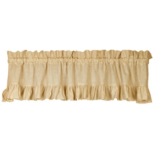 New Primitive French Country Shabby Chic Flax TAN RUFFLED Curtain ...