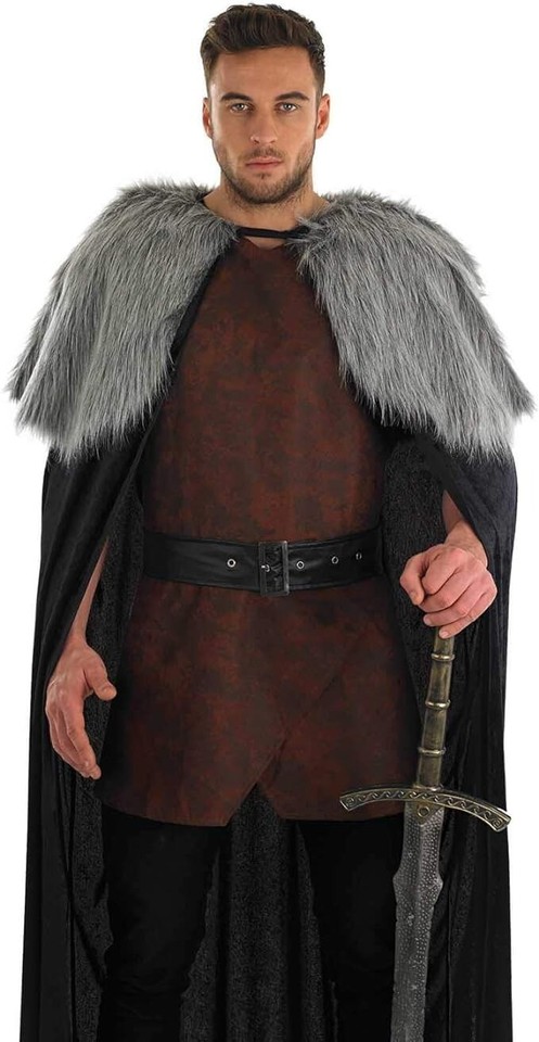 Mens Viking Warrior Cape Medieval Knight Lord Warrior Cloak Halloween ...