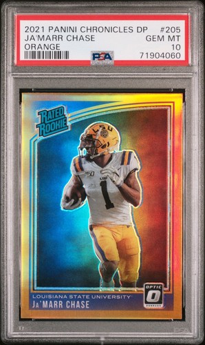 2021 Chronicles OPTIC JaMarr Chase RATED ROOKIE Orange PSA 10 GEM RC ...