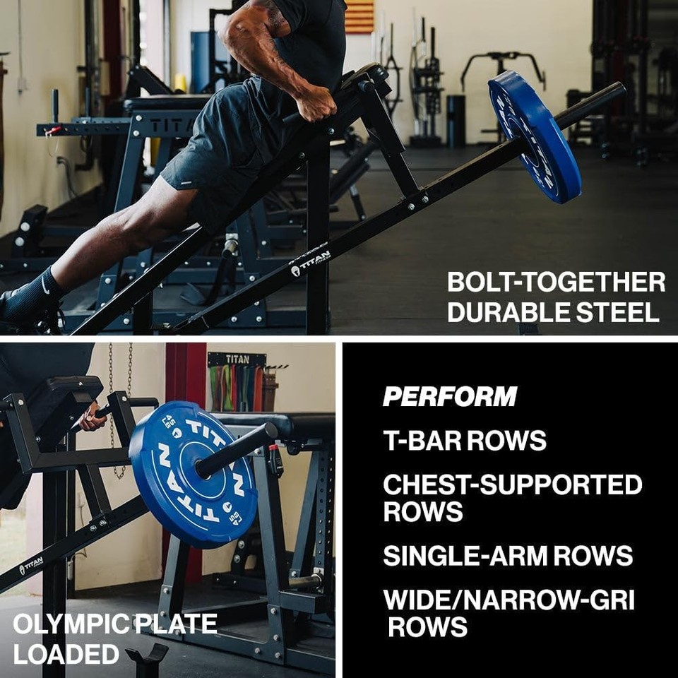 Titan Fitness Plate-Loaded Chest Supported T-Bar Row Machine, 400 LB ...
