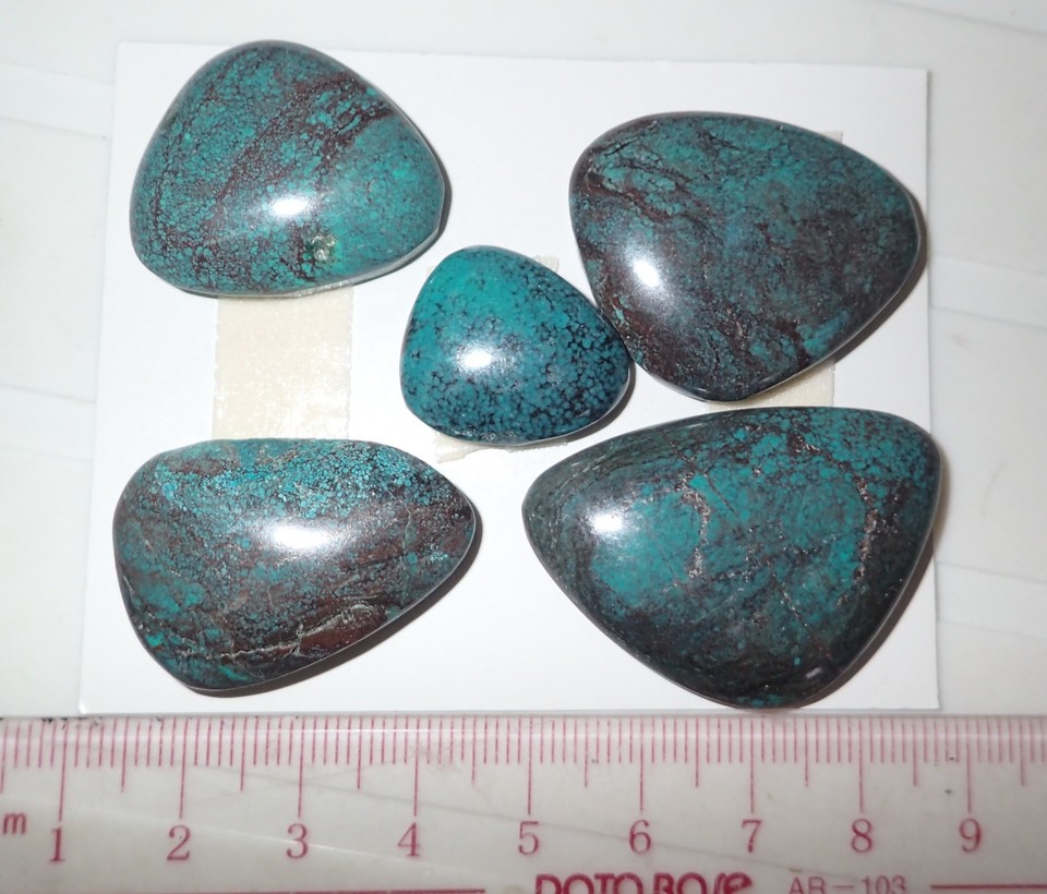 Turquoise Stone Flat Free Form Cabochon 148.5 Carat 5 pieces 29.7 gram ...