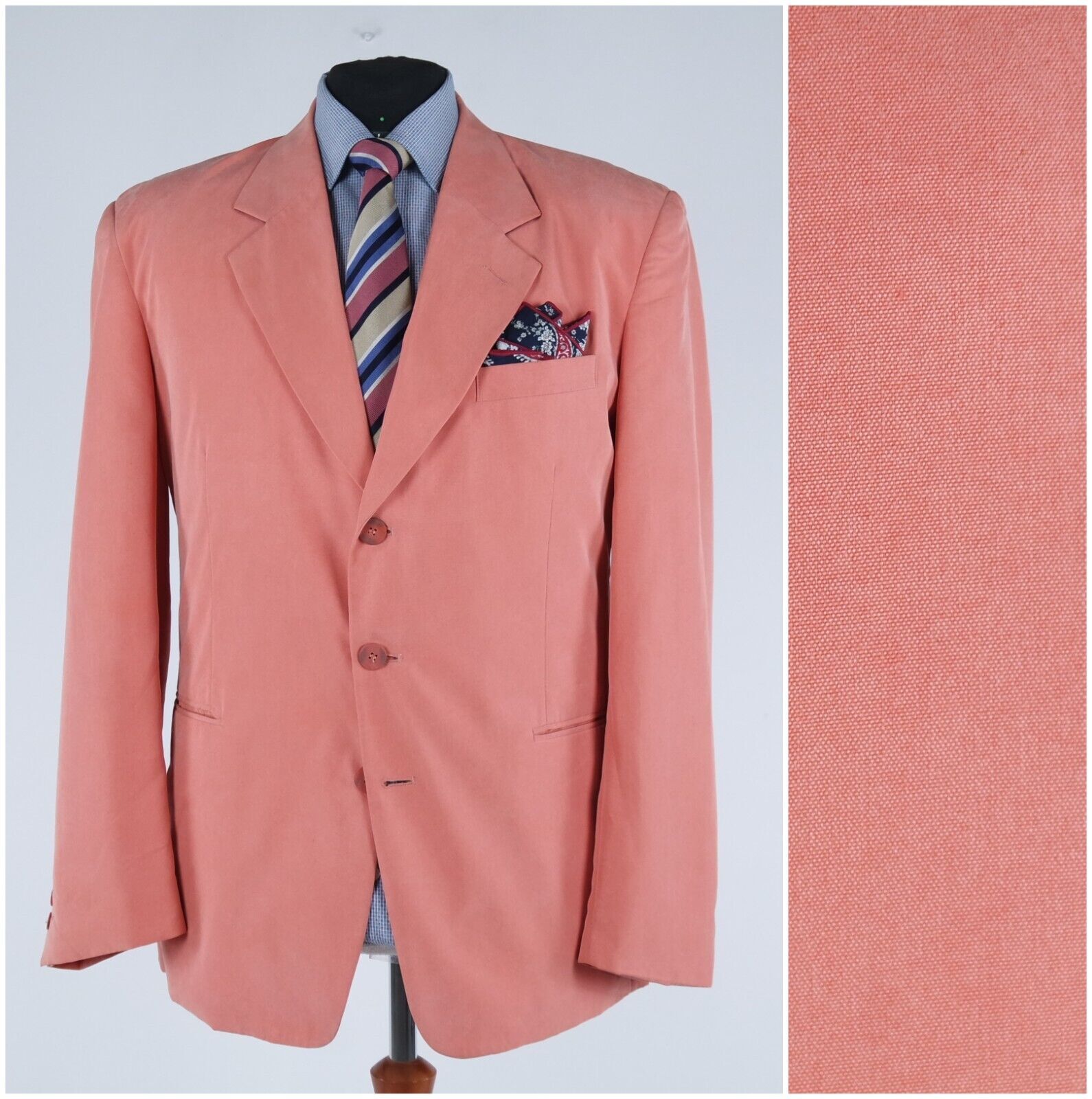 Mens Pink Sport Coat 44L US Size OVERLAND Viscose Blazer Vintage Summer ...