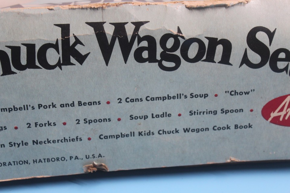 Rare 1955 Amsco Vtg Campbell Kids Soup Cooking Chuck Wagon toy Playset ...