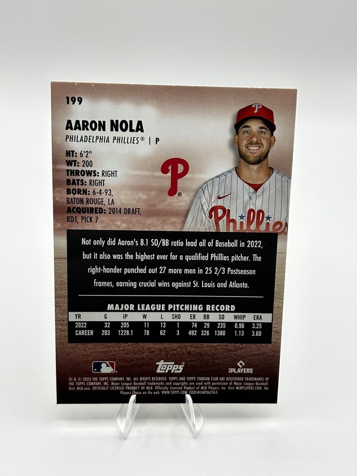 2023 Topps Stadium Club AARON NOLA Sepia Philadelphia Phillies | eBay