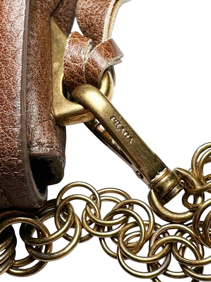 Prada Cervo Pietre Jeweled Brown Deerskin Leather Chain Shoulder Bag | eBay