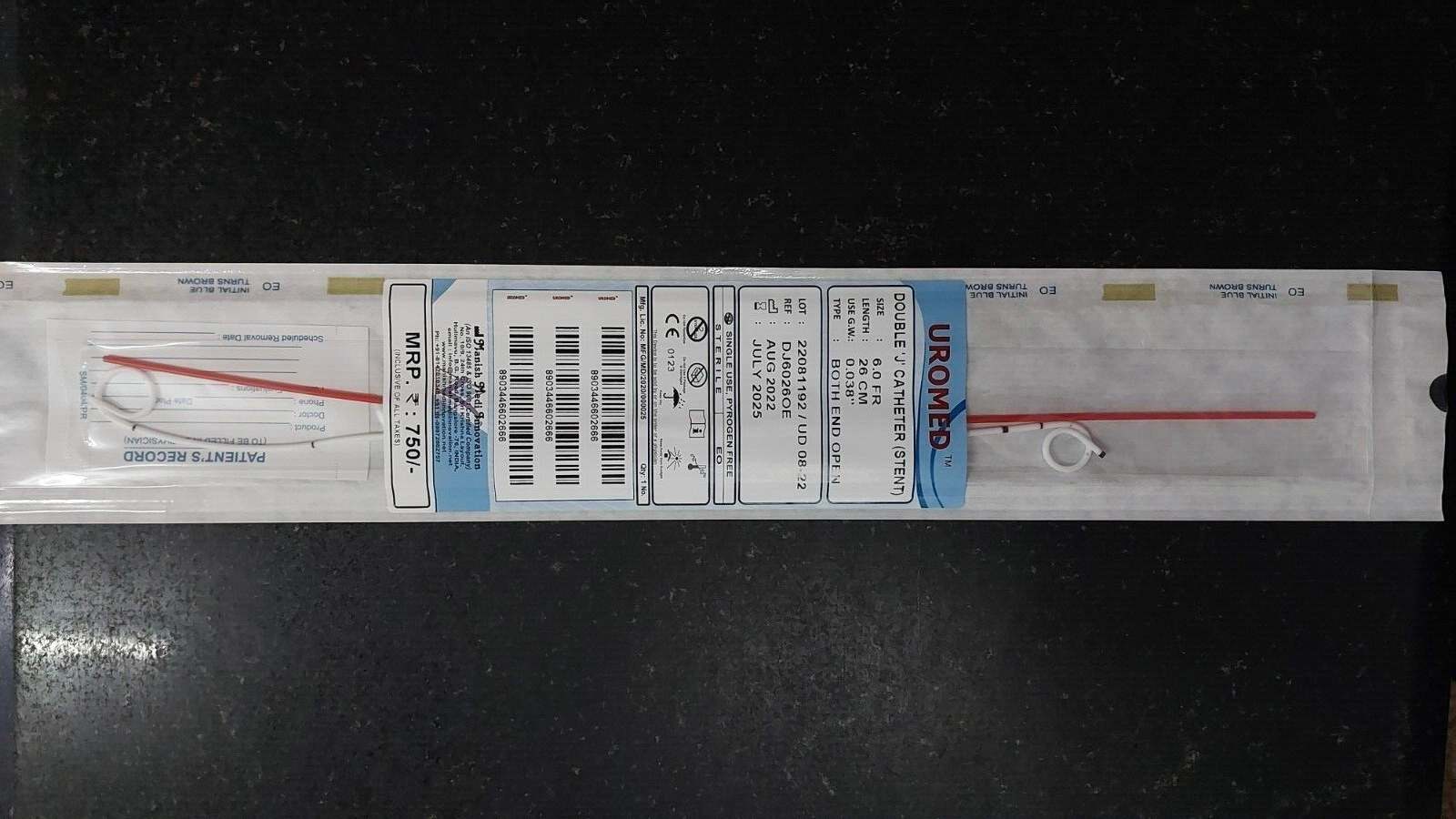 Double J Stent with Pusher Urology Size 4FR 5FR 6Fr Length 26cm 30 pc ...