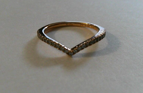 PANDORA 9ct ROSE GOLD PLATED CZ CUBIC ZIRCONIA WISHBONE RING SIZE 6.5 ...