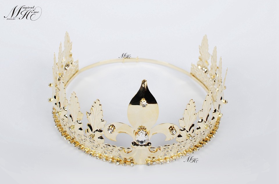 King Prince Tiara Imperial Medieval Crystal Crown Pageant Party ...