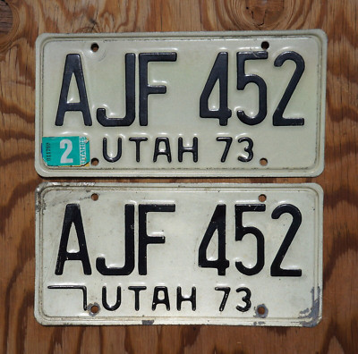 1970s 1980s UTAH License Plate Plates PAIR / SET | eBay