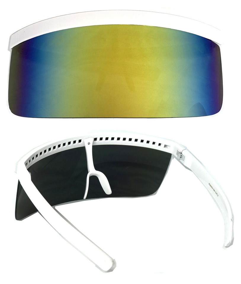 EXTRA LARGE OVERSIZED HUGE Mono Mirrored Lens Futuristic Visor Shield ...