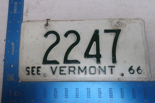 Vermont License Plate Tag VT 1966 66 2247 | eBay