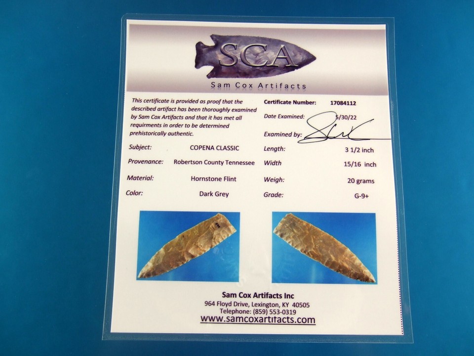Fine Authentic Tennessee Copena Classic Point Arrowheads Artifacts COA ...