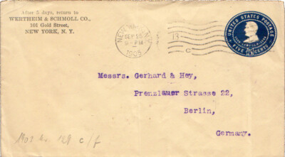 New York New York 1905 machine 5c Lincoln Hartford Oriental Buff Paper ...