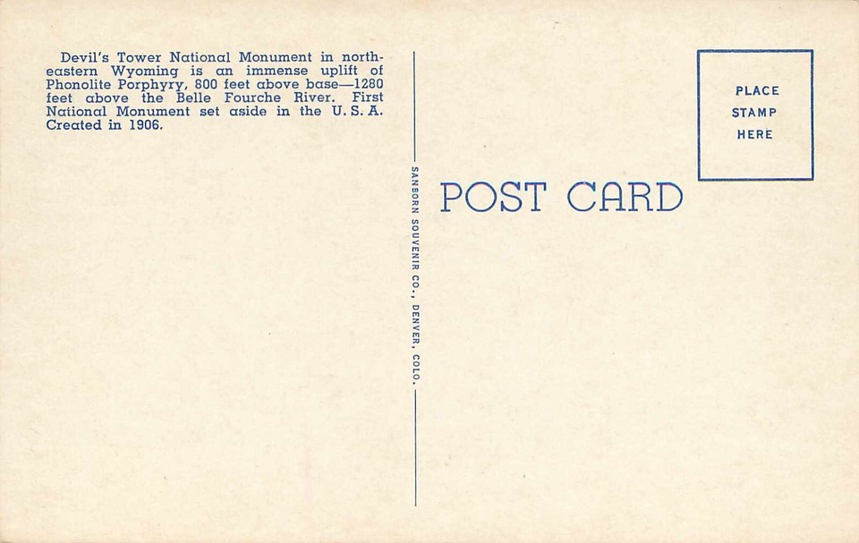 Postcard Wyoming Devil's Tower Custer Battlefield Highway Linen ...