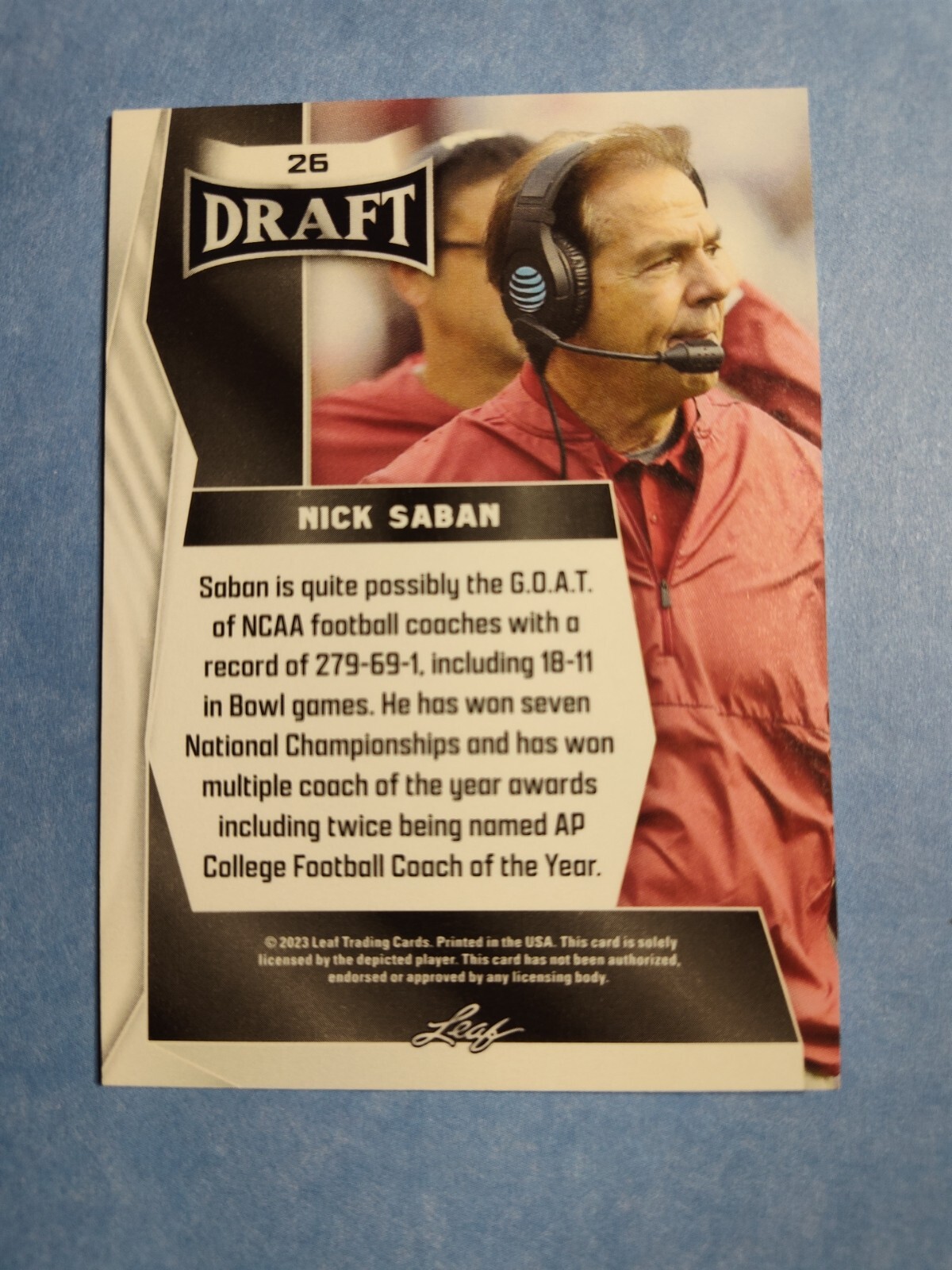 2023 Leaf Draft - #26 Nick Saban for sale online | eBay