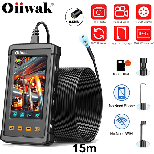8.5mm 1080P HD Endoscope Borescope LCD 4.3" Inspection Snake Camera ...