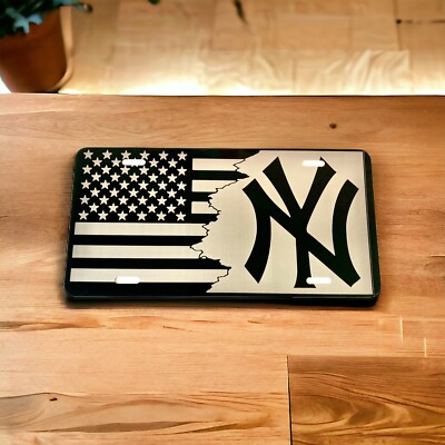 New York Yankees Custom Car Tag. Laser Engraved Black Aluminum License ...