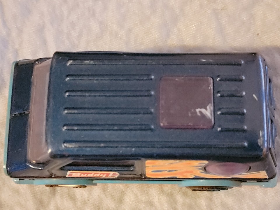 BUDDY L BLUE VAN w/ FLAMES Bubble Window & SUNROOF Vintage Toys 4.5 ...