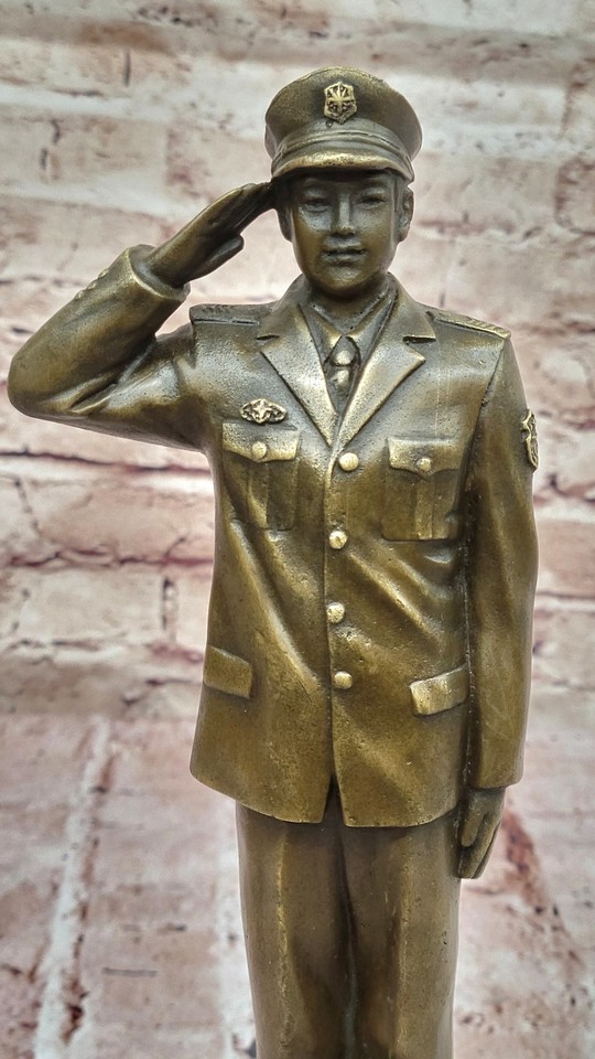 Bronze Saluting Soldier Statue – Military or Police Officer in Uniform ...