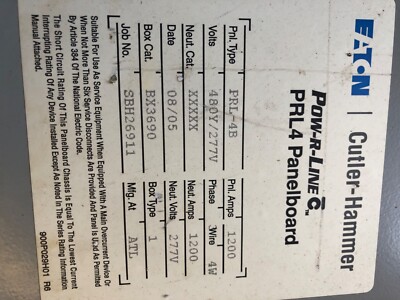 Eaton/ Cutler-Hammer Pow-R-LinC PRL4 Panelboard/ DryTypeDistribution ...