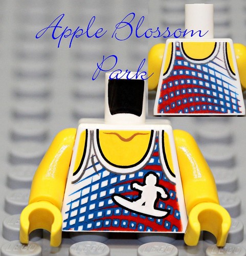 NEW Lego Girl Boy Surfer WHITE MINIFIG TORSO Red Blue Surf Board Tank ...