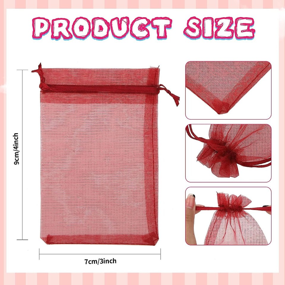 500 Organza Gift Bags Jewelry Drawstring Sack Sheer Party Favors ...