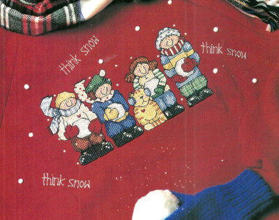 Think Snow Holidays Sweatshirt Waste canvas Cross Stitch Pattern CHART ...