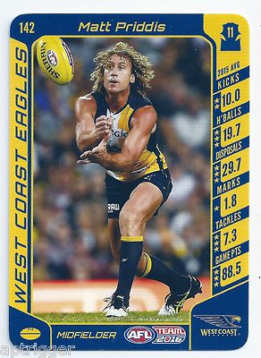 2016 Teamcoach Base Card (142) Matt PRIDDIS West Coast | eBay Australia