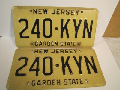Vintage New Jersey License Plates Pair 240-KYN / 1959-1979 Issued Tags ...