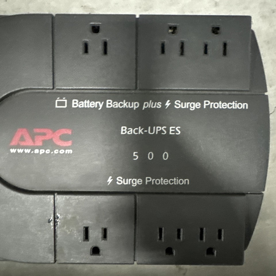 APC Back-UPS ES 500 BE500U 6-Outlet Battery Back Up Surge Protector ...