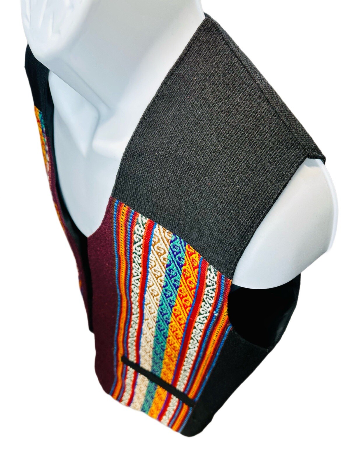 Men's Bolivian Traditional Andean Vest handmade Aguayo Wool Size L 27’L ...