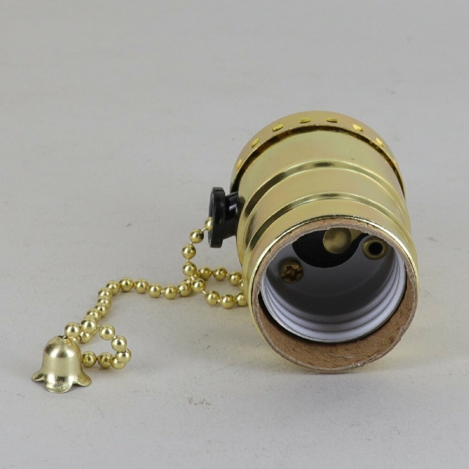 3-WAY PULL CHAIN LAMP SOCKET BRASS PLATED FOR 3 WAY BULBS E26 NEW ...