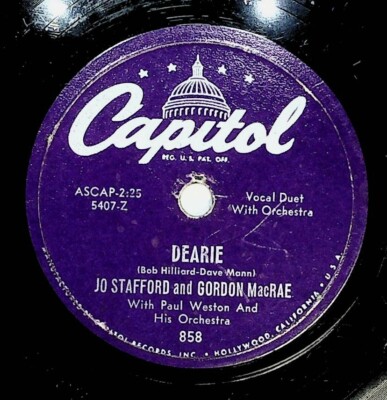 1950 Jo Stafford Gordon MacRae Dearie Monday Tuesday Wednesday 78 ...