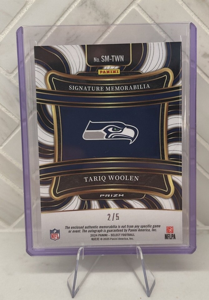 2024 NFL Panini Select Tariq Woolen Laundry Tag Green Prizm Patch Auto ...