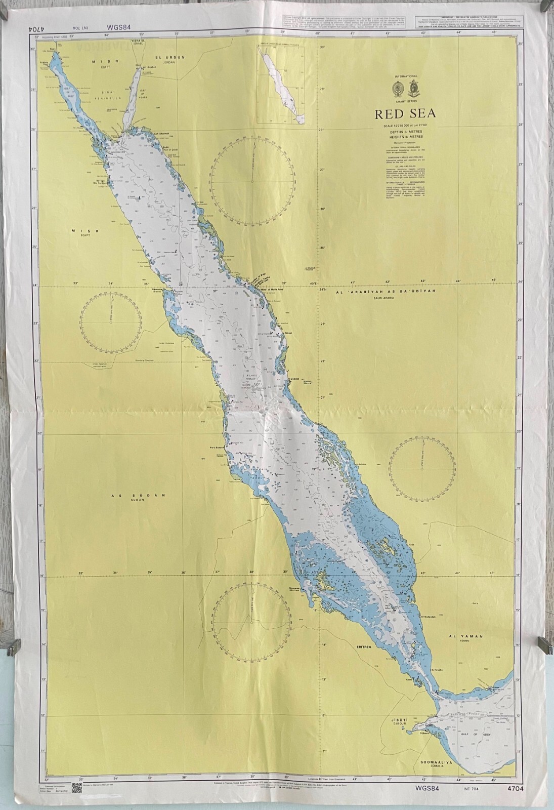 Admiralty 4704 Red Sea Wall Map Charts Marine Maritime Nautical Vintage ...