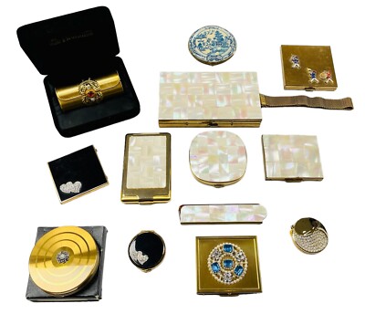 Vintage Make-Up Compacts Huge Estate Lot Of 13 Pieces Rex Zell Boxes ...