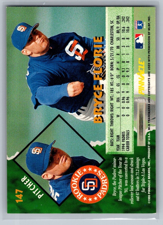 Bryce Florie 1995 Pinnacle BASEBALL #147 San Diego Padres | eBay