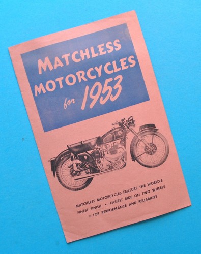 Original 1953 Indian Matchless Motorcycle Brochure G80C G80S G80CS G3L ...