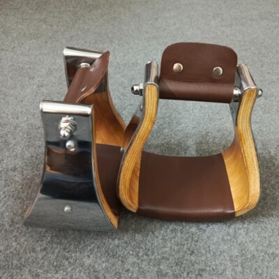 Wooden Wide Western Steel Stirrups, Wooden Bell Saddle Stirrups 4.0 ...