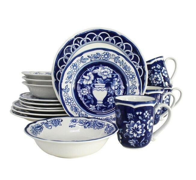 Blue Garden 16 Piece Hand-painted Dinnerware Set 715021868835| eBay