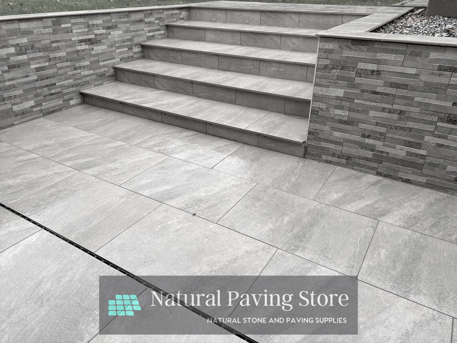 Quartz Grey porcelain paving patio slabs tiles | 600x900x20mm | GREAT ...