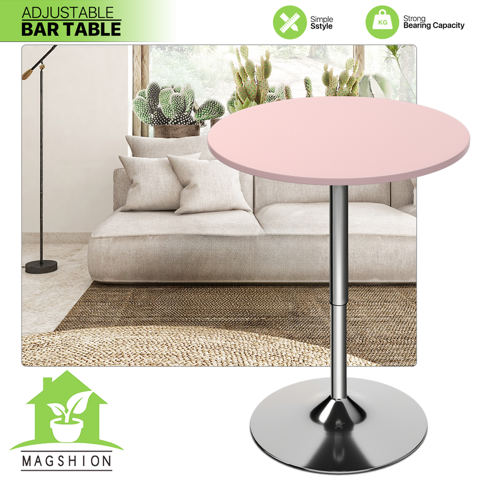 Bistro Pub Bar [360-DEGREE SWIVEL] Round Table Adjustable Height Wooden ...