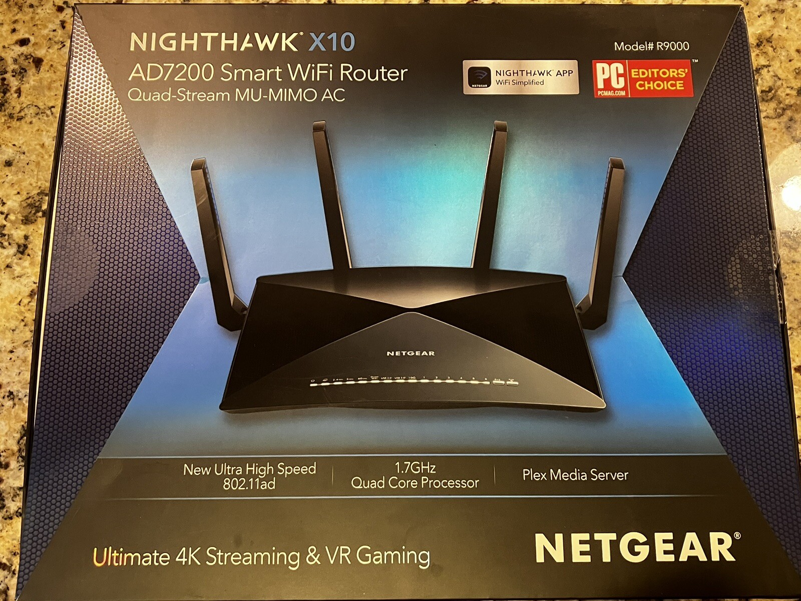 NETGEAR Nighthawk X10 7200 Mbps 7 Port Wireless AD Router (R9000-100NAS ...