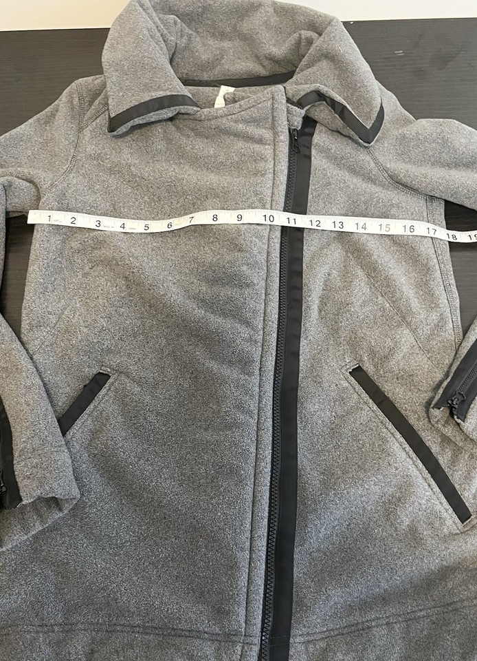 Lululemon Moto Jacket Black Ambient Grey Black Athletic Fleece Women’s ...