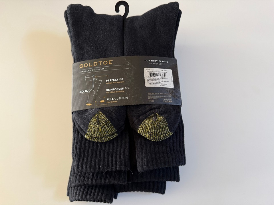 Gold Toe Men's Crew Socks 6-Pack Harrington Cushioned Reinforced Toe ...