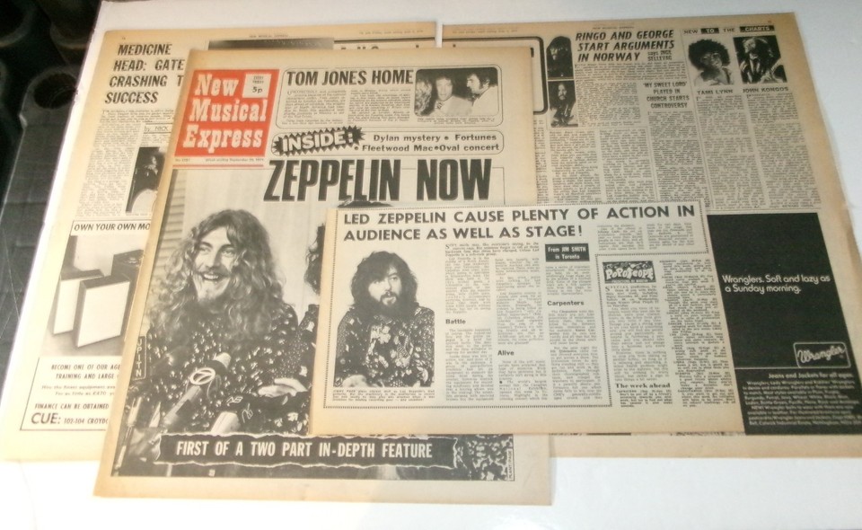 LED ZEPPELIN Vintage Original 6pc Lot Newspaper Clippings 1971 Jimmy ...