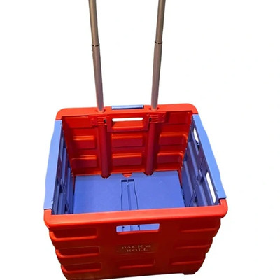 Portable Foldable Pack and Roll Cart Storage Box Utility on Wheels Red ...