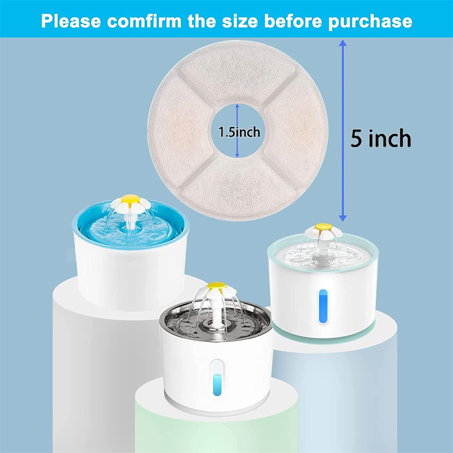 Cat Water Fountain Replacement Filter, 12Pcs Carbon Filters Water ...