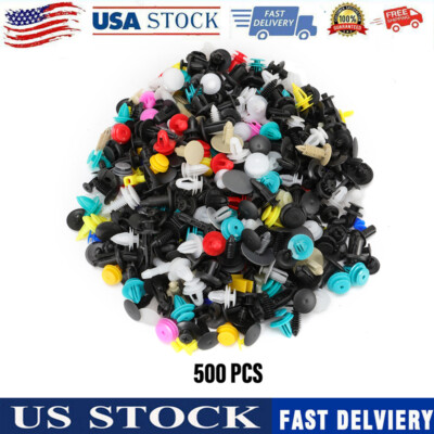 500x Plastic Car Body Push Pin Rivet Fasteners Trim Moulding Clip Screw ...